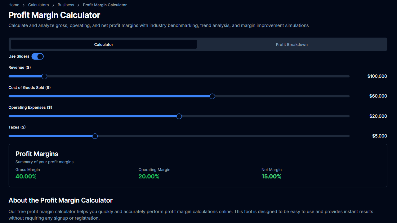 Free Profit Margin Calculator | Easy Online Business Tool | Free Calculators