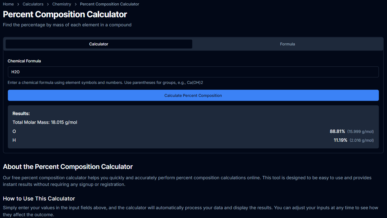 Free Percent Composition Calculator | Easy Online Chemistry Tool | Free ...