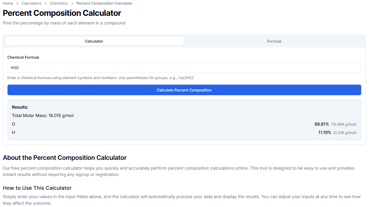 Free Percent Composition Calculator | Easy Online Chemistry Tool | Free ...