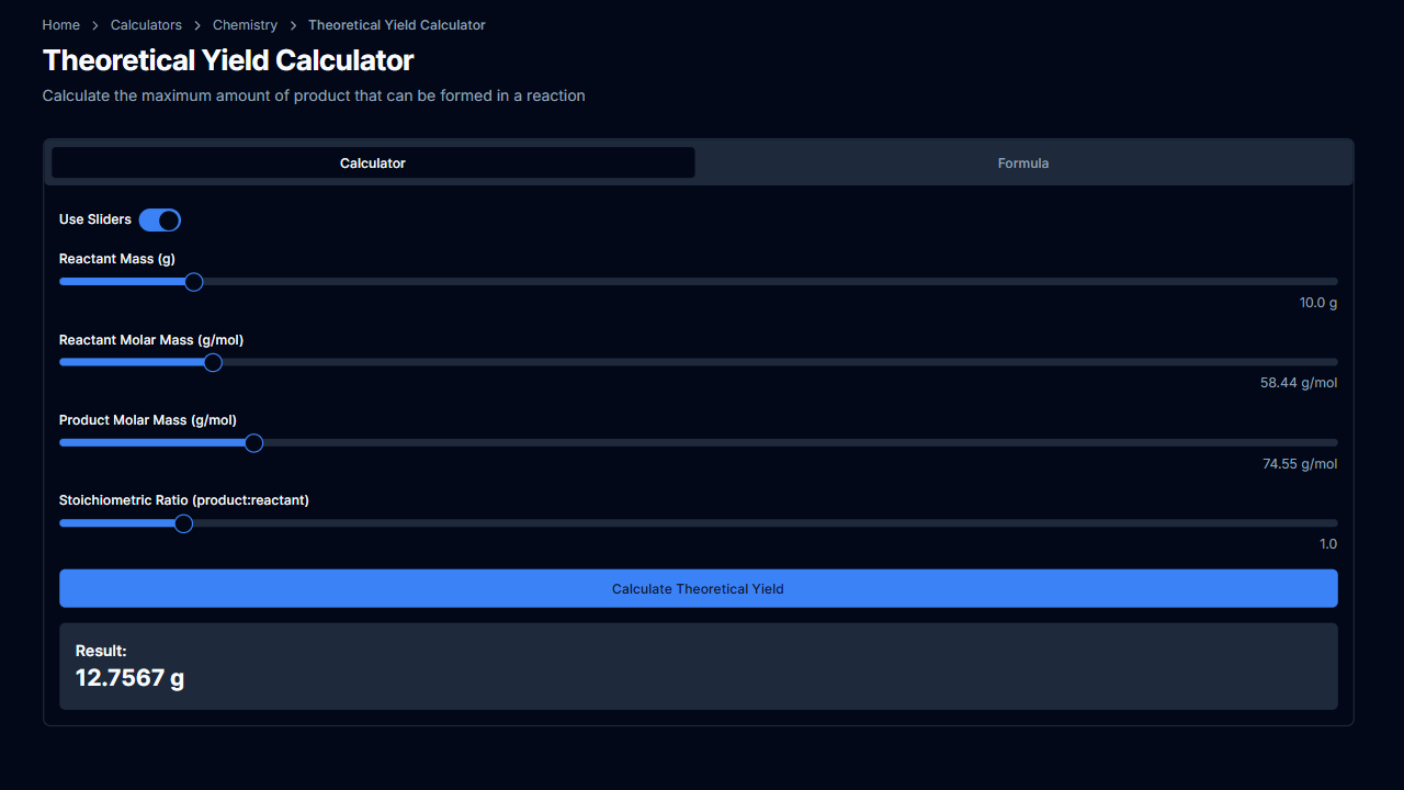 Free Theoretical Yield Calculator | Easy Online Chemistry Tool | Free ...