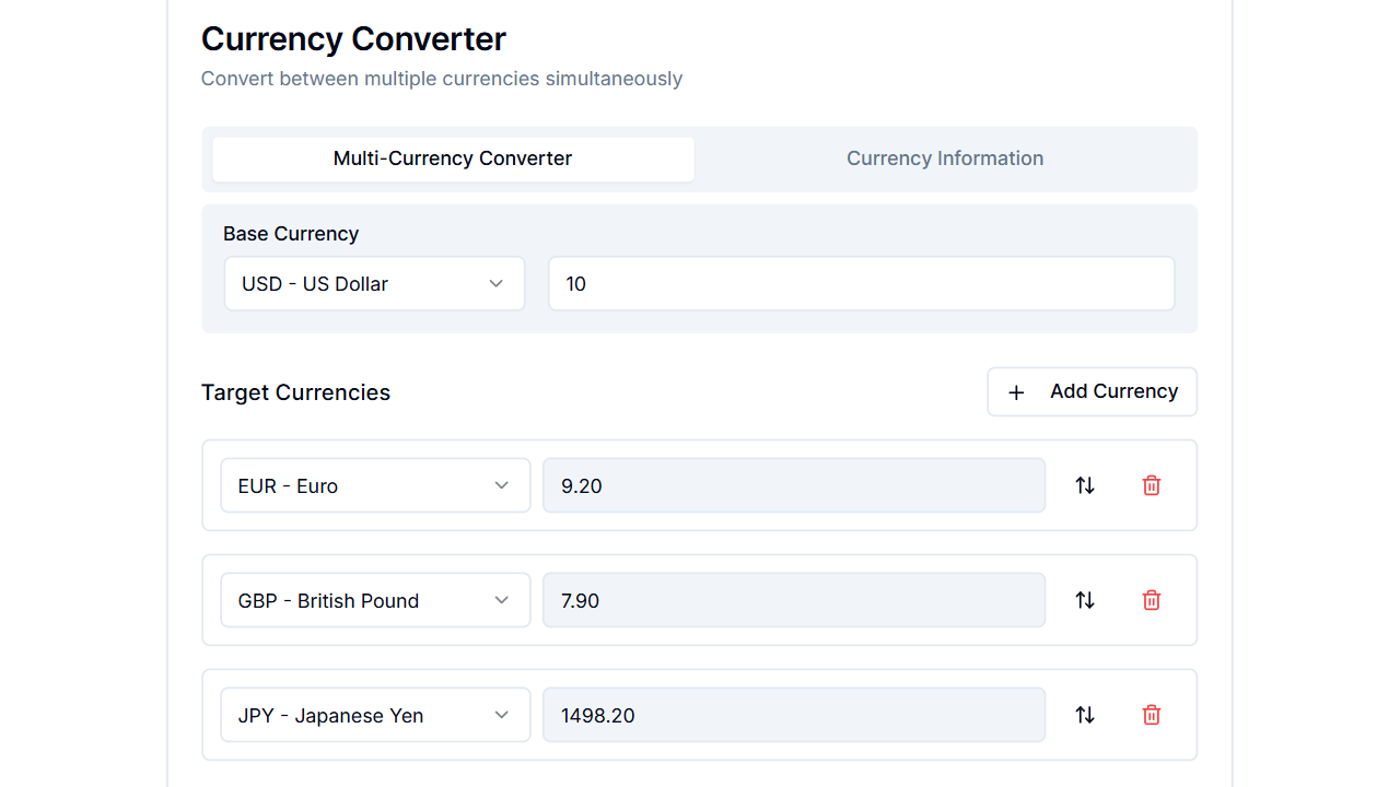 Free Currency Converter Calculator | Easy Online Currency Tool | Free Calculators