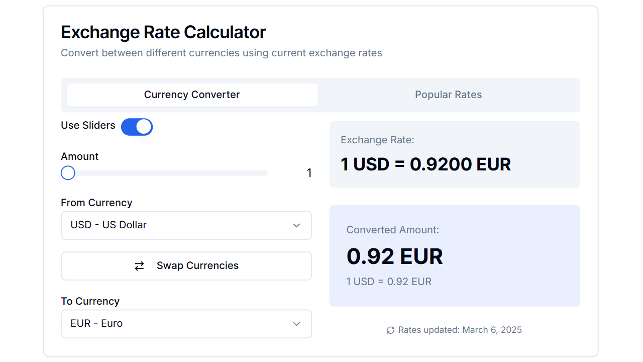 Free Exchange Rate Calculator | Easy Online Currency Tool | Free ...