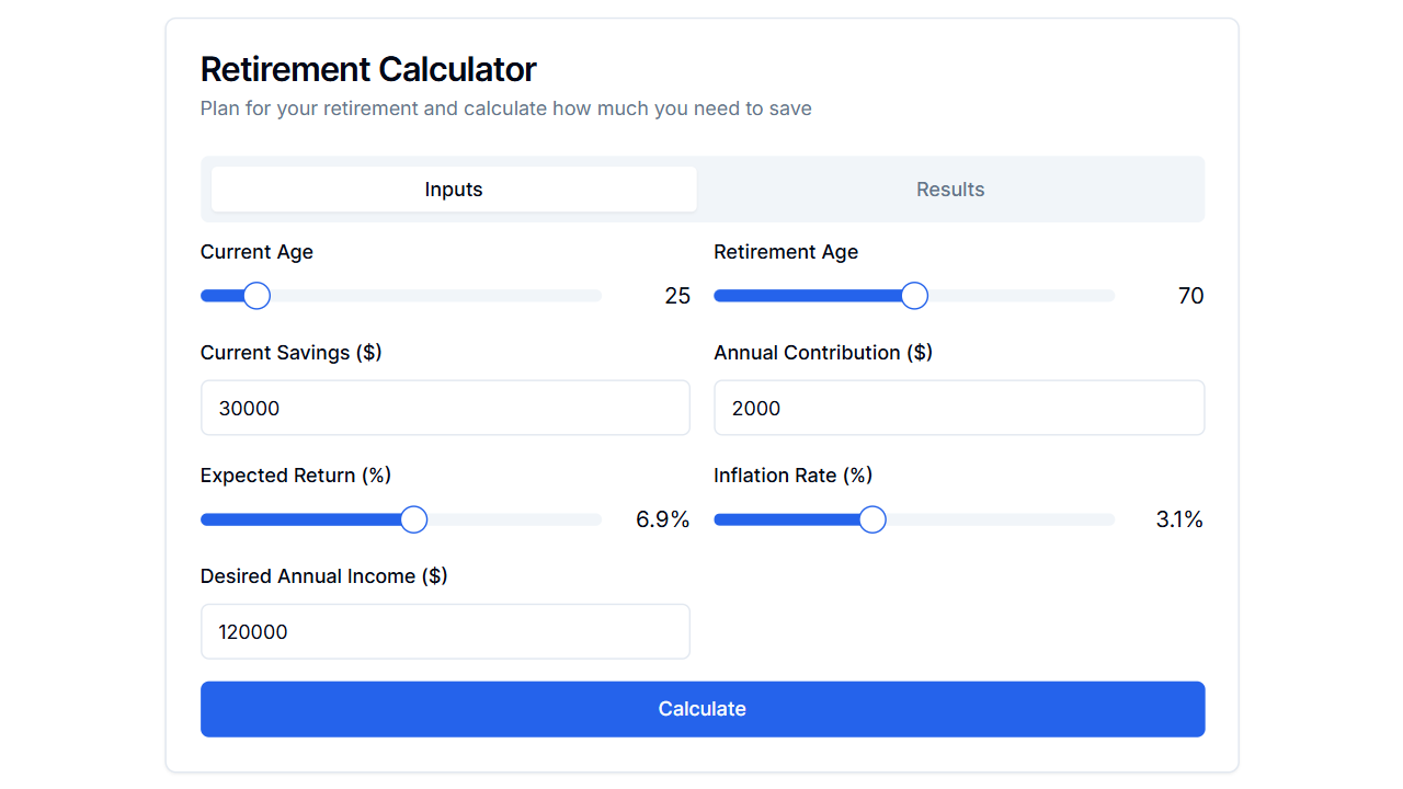Free Retirement Calculator | Easy Online Finance Tool | Free Calculators