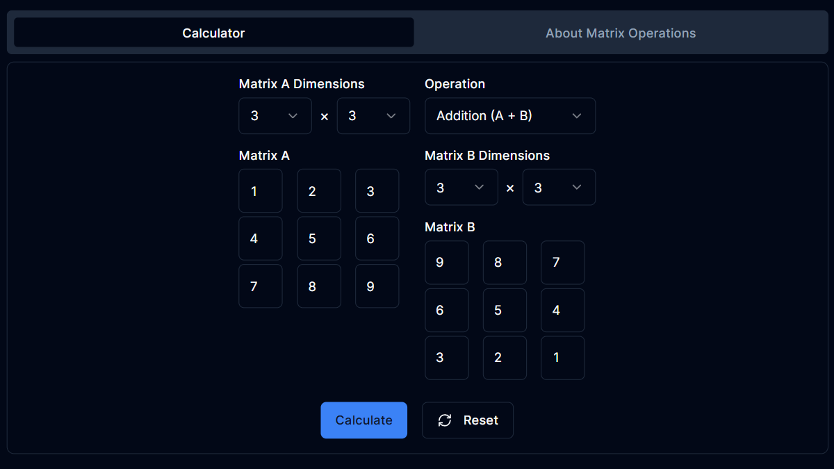 Free Matrix Calculator | Easy Online Math Tool | Free Calculators