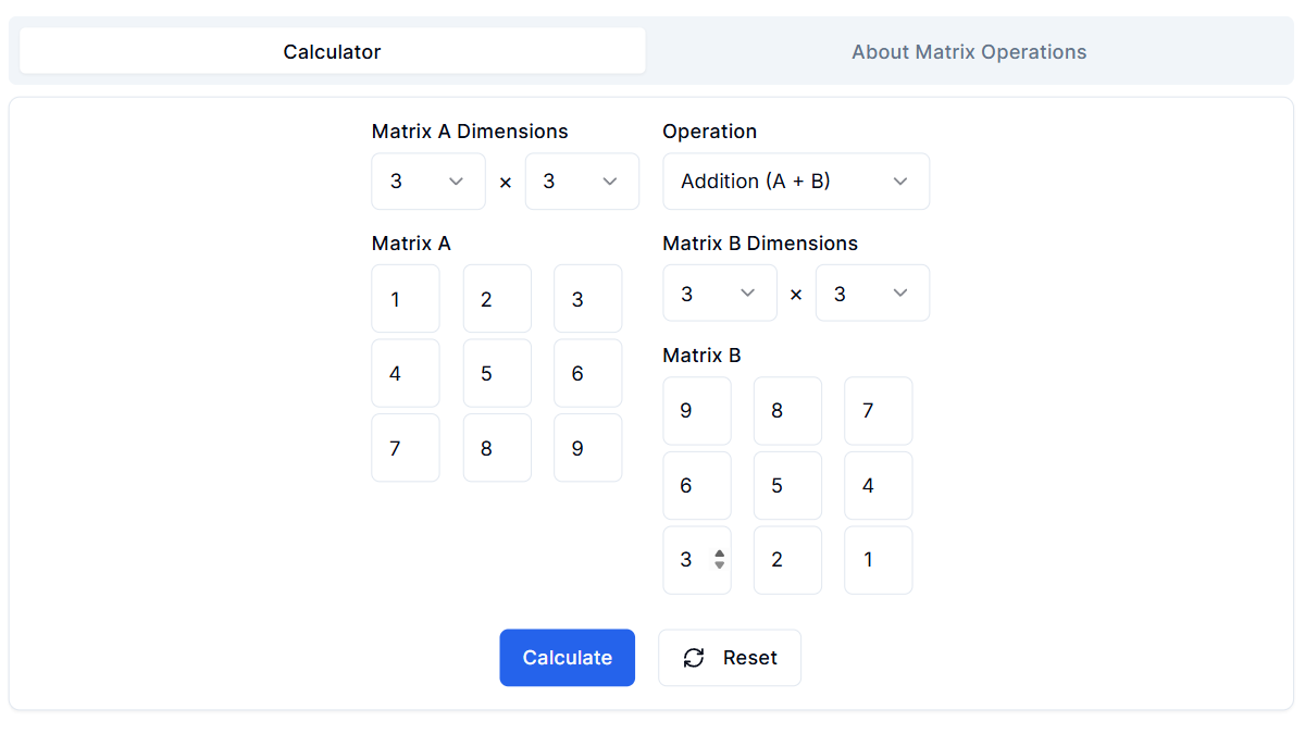 Free Matrix Calculator | Easy Online Math Tool | Free Calculators