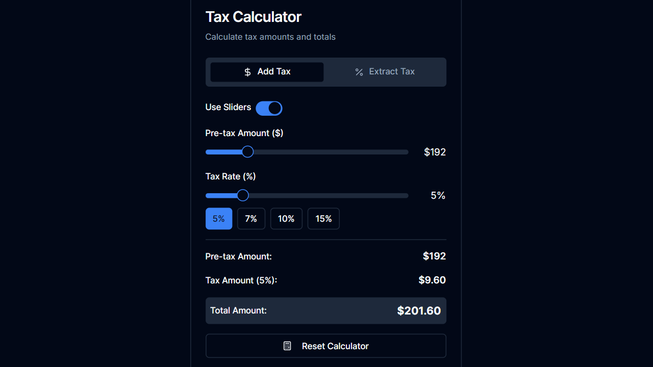 Free Tax Calculator | Easy Online Percentage Tool | Free Calculators