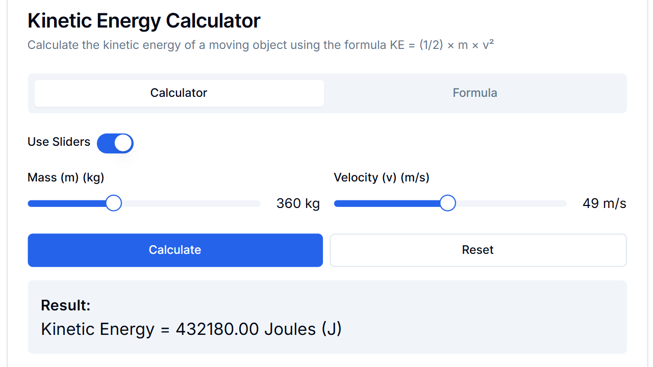 Free Kinetic Energy Calculator | Easy Online Physics Tool | Free Calculators