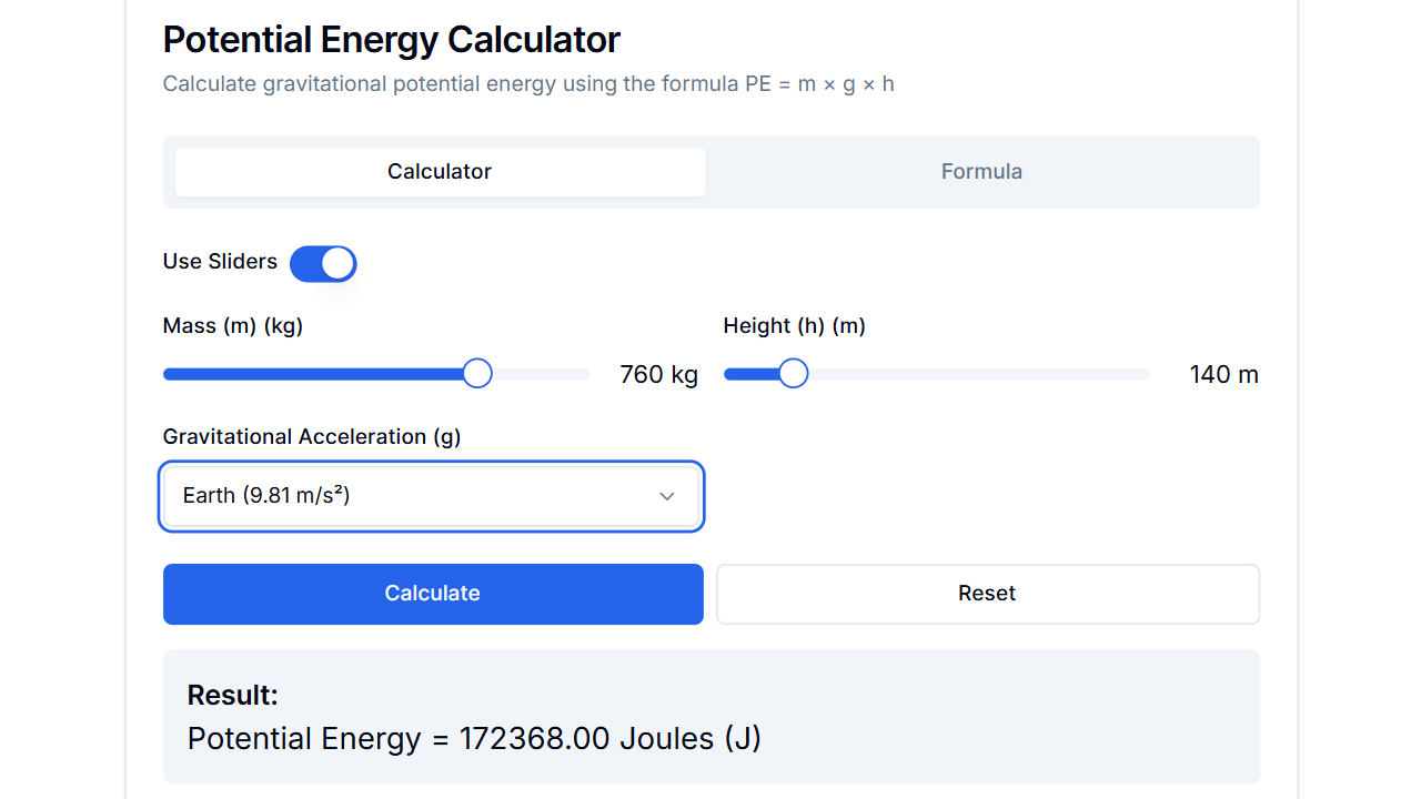 Free Potential Energy Calculator | Easy Online Physics Tool | Free ...