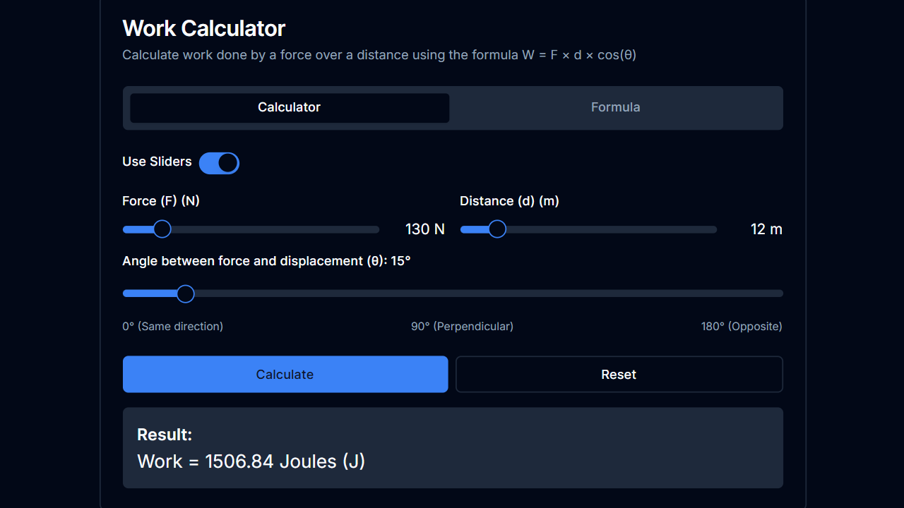 Free Work Calculator | Easy Online Physics Tool | Free Calculators