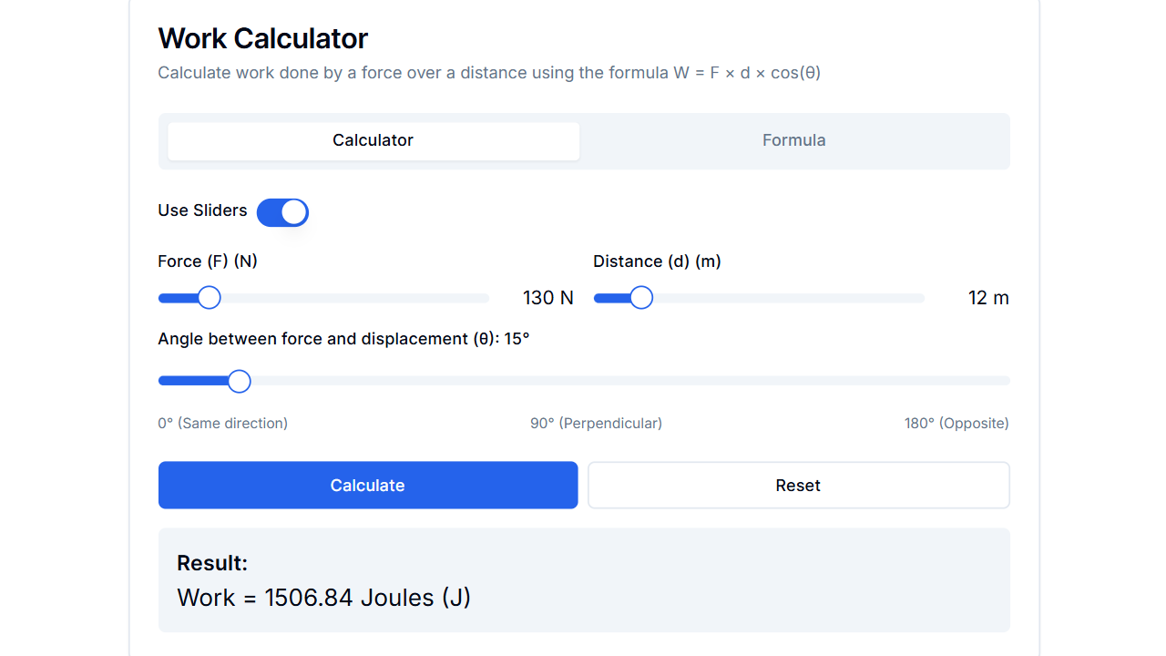 Free Work Calculator | Easy Online Physics Tool | Free Calculators