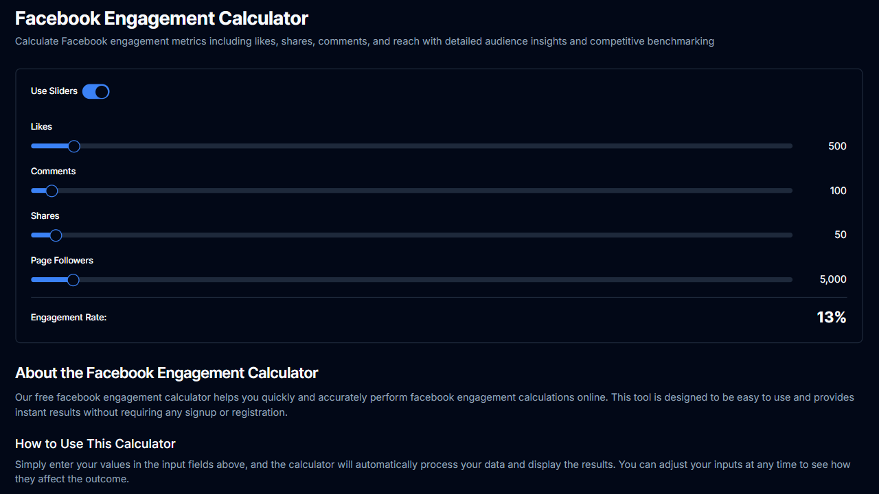 Free Facebook Engagement Calculator | Easy Online Social Media Tool ...