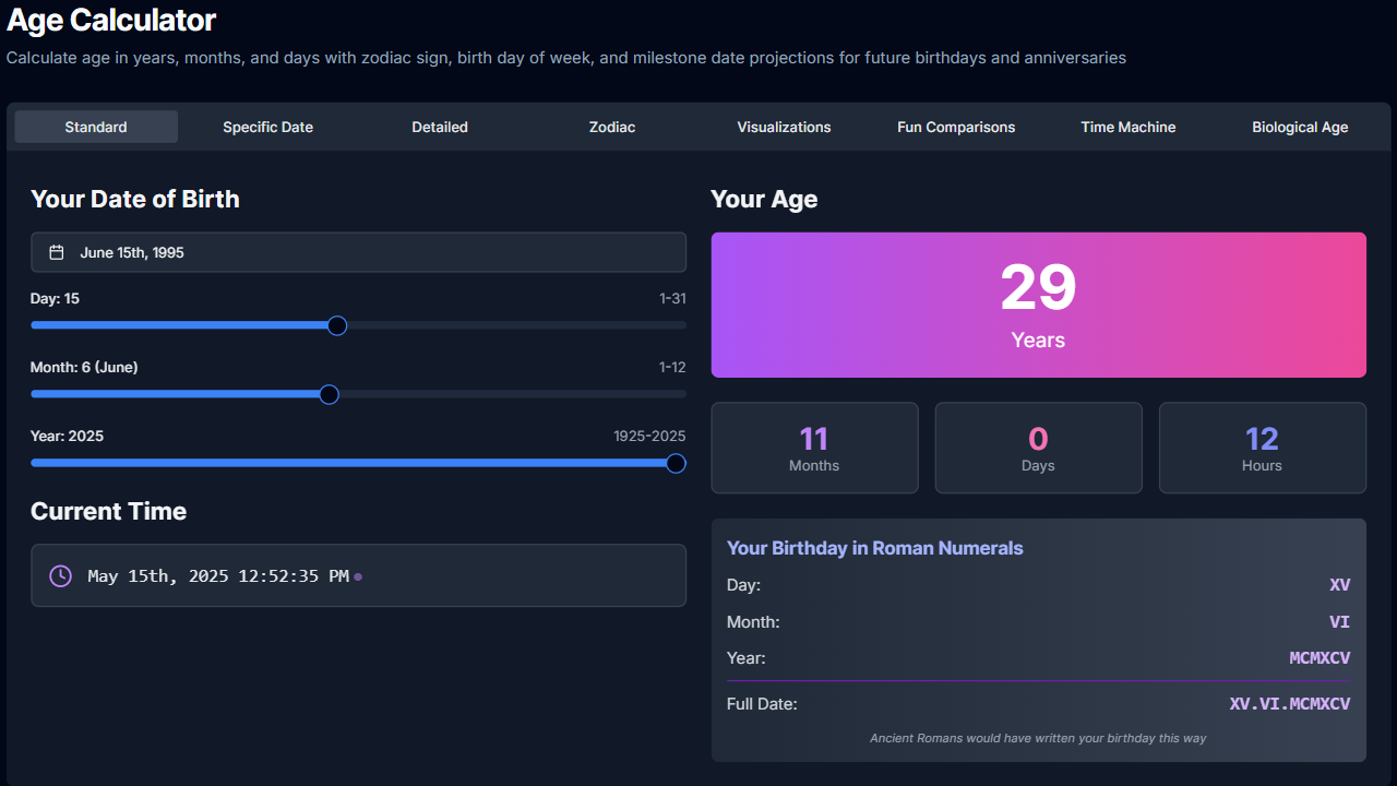 Free Age Calculator | Easy Online Time Tool | Free Calculators