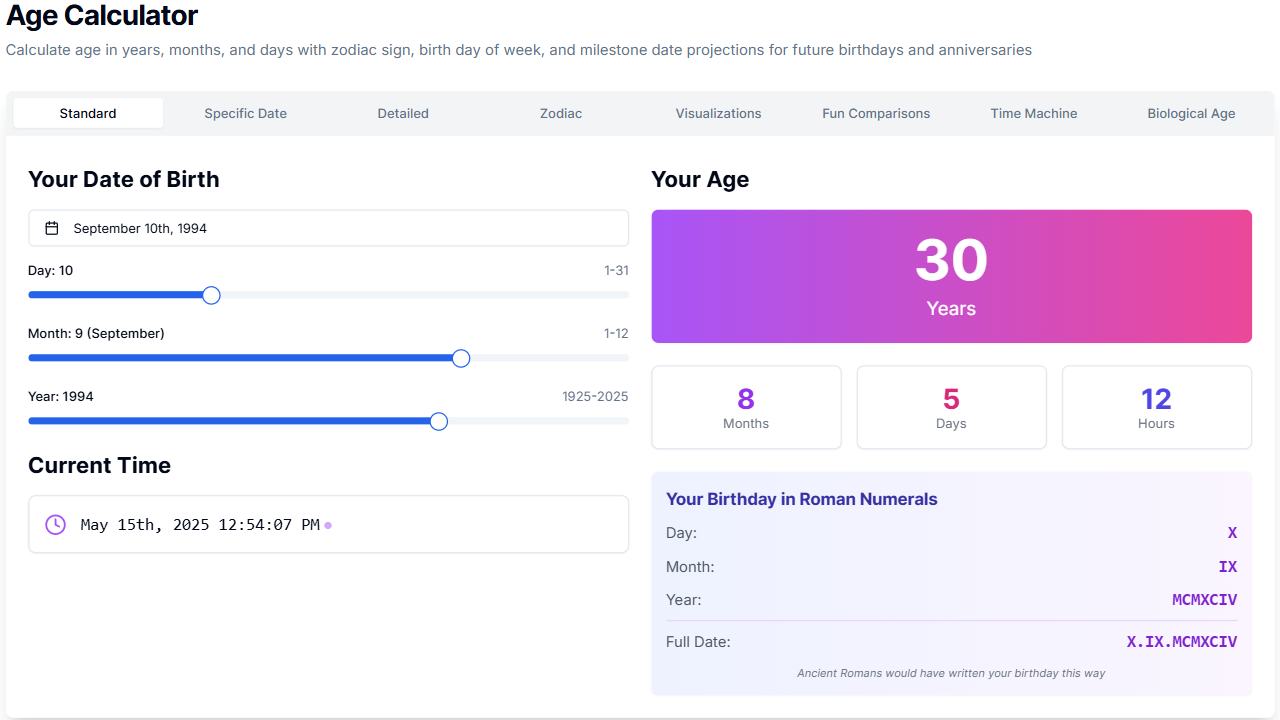 Free Age Calculator | Easy Online Date Tool | Free Calculators