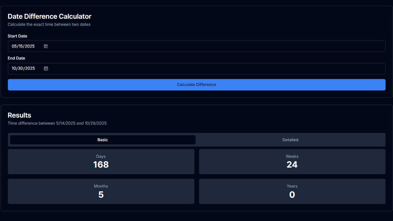 Free Date Difference Calculator | Easy Online Time Tool | Free Calculators