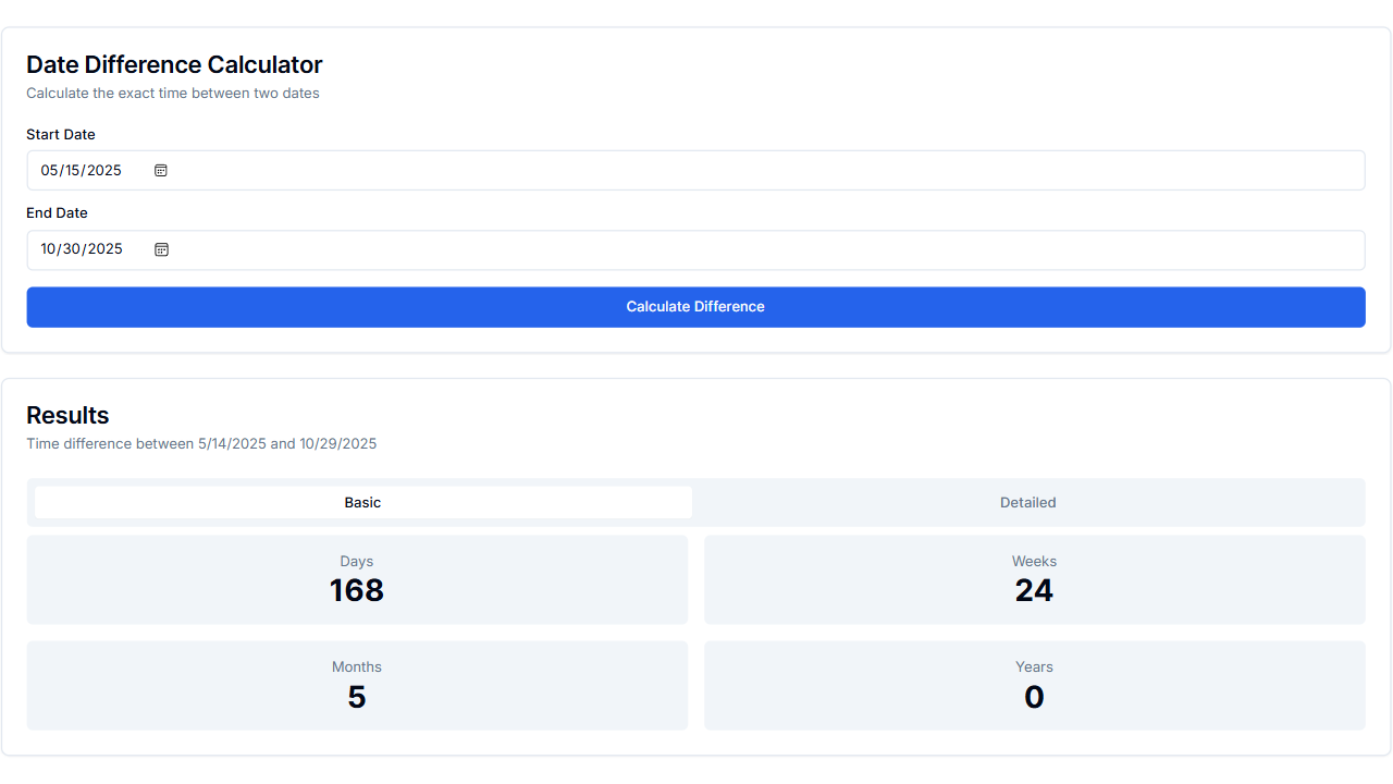 Free Date Difference Calculator | Easy Online Time Tool | Free Calculators