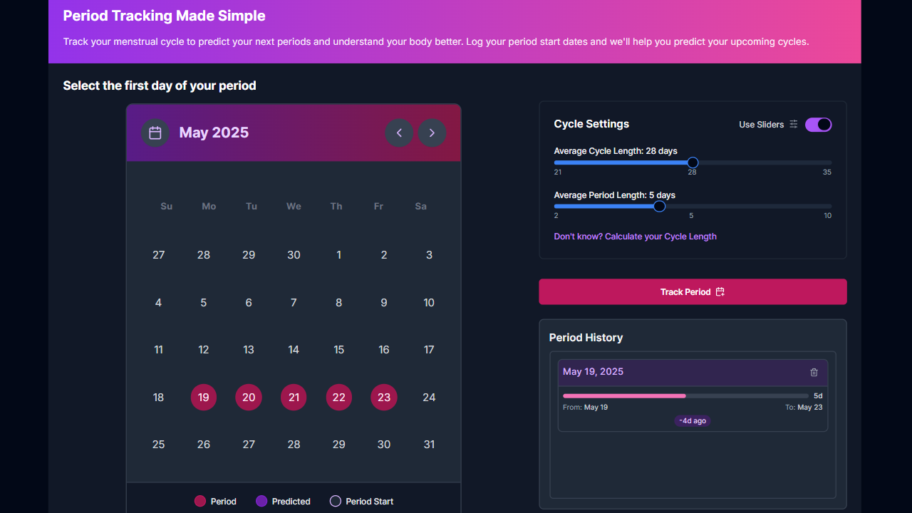 Free Period Tracker Calculator | Easy Online Womens Health Tool | Free Calculators