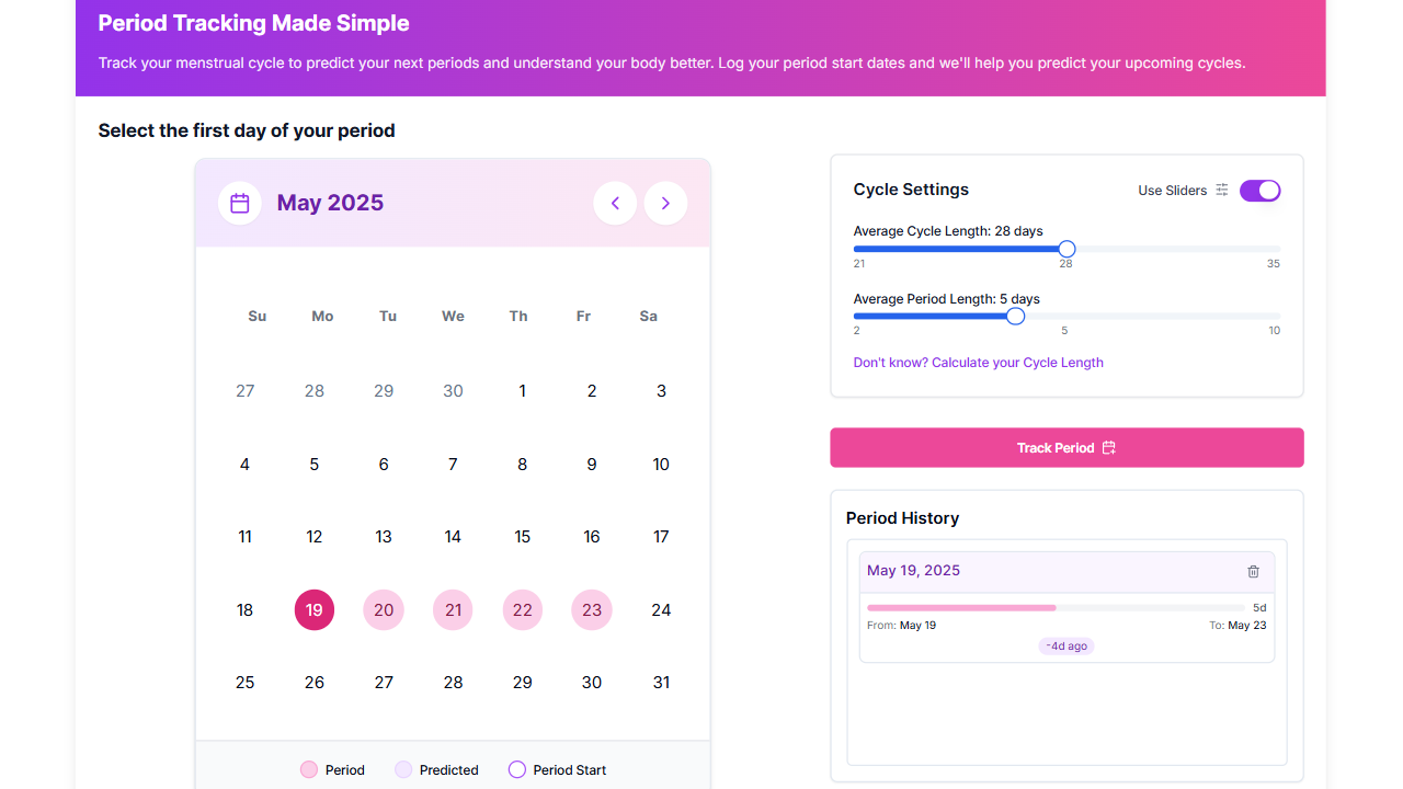 Free Period Tracker Calculator | Easy Online Womens Health Tool | Free ...